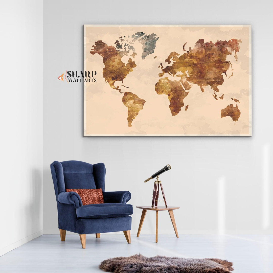 Abstract Large World Map - Travel World Map – SharpWallArts