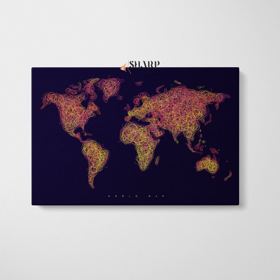World Map Abstract Painting - World Map Wall Art – SharpWallArts