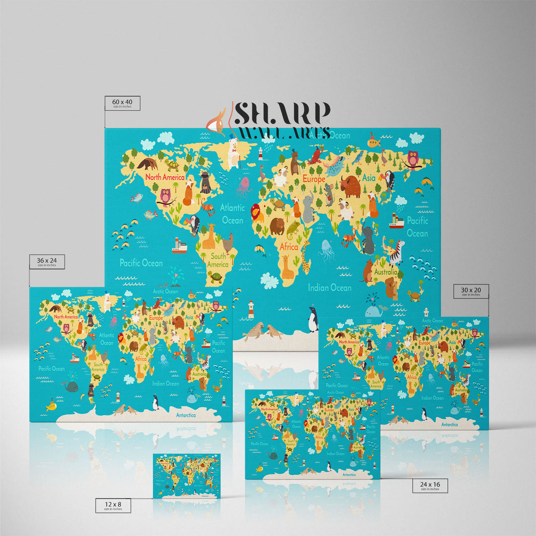 World Map Wall Art Kids - Classroom Decor – SharpWallArts