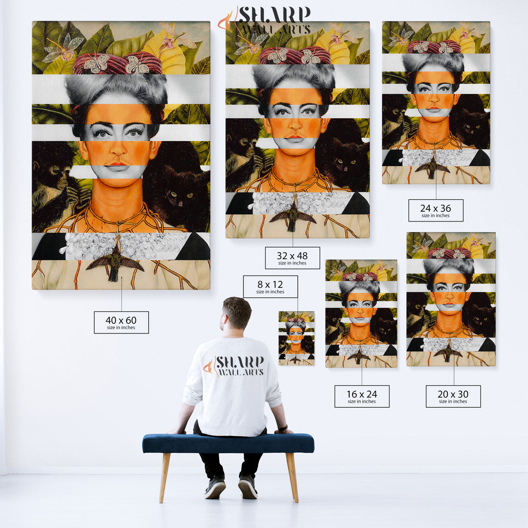 Frida Kahlo Self Portrait with Thorn Necklace and Joan Crawford Canvas ...