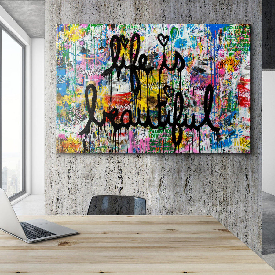 Banksy Life is Beautiful Wall Art Canvas Print – SharpWallArts