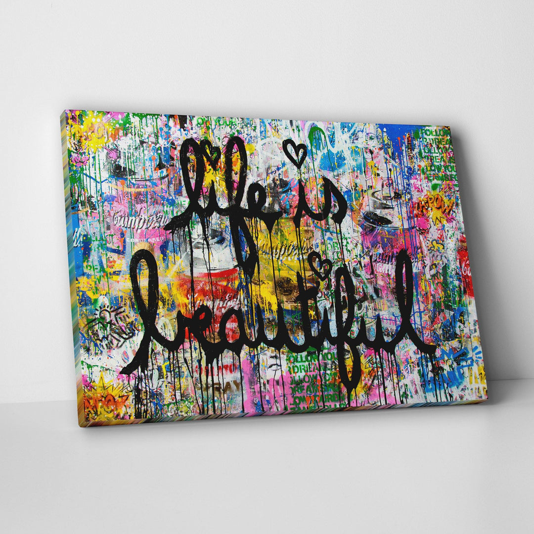 Banksy Life is Beautiful Wall Art Canvas Print – SharpWallArts