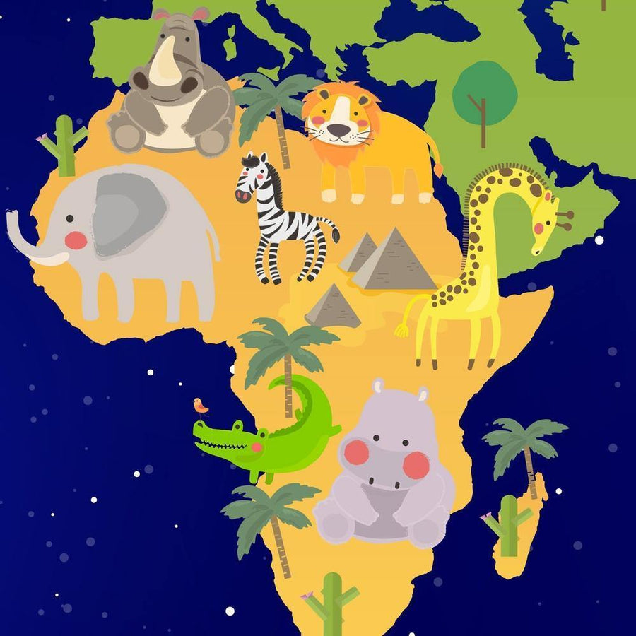 Animal World Map Nursery - Kids World Map Wall Art – SharpWallArts