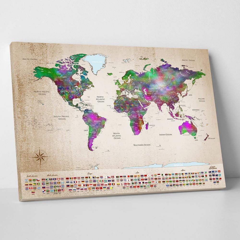 Couple Travel Map - World Map Wall Art Canvas Print – SharpWallArts