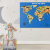 Kids World Map Canvas - Playroom Decor Wall Art – SharpWallArts