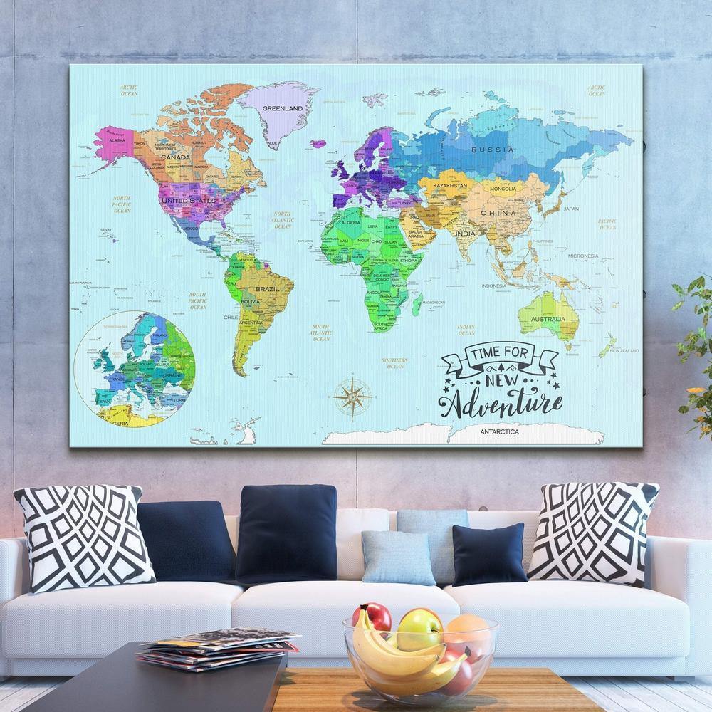 Watercolor World Map Canvas Art - Large World Map Canvas – SharpWallArts